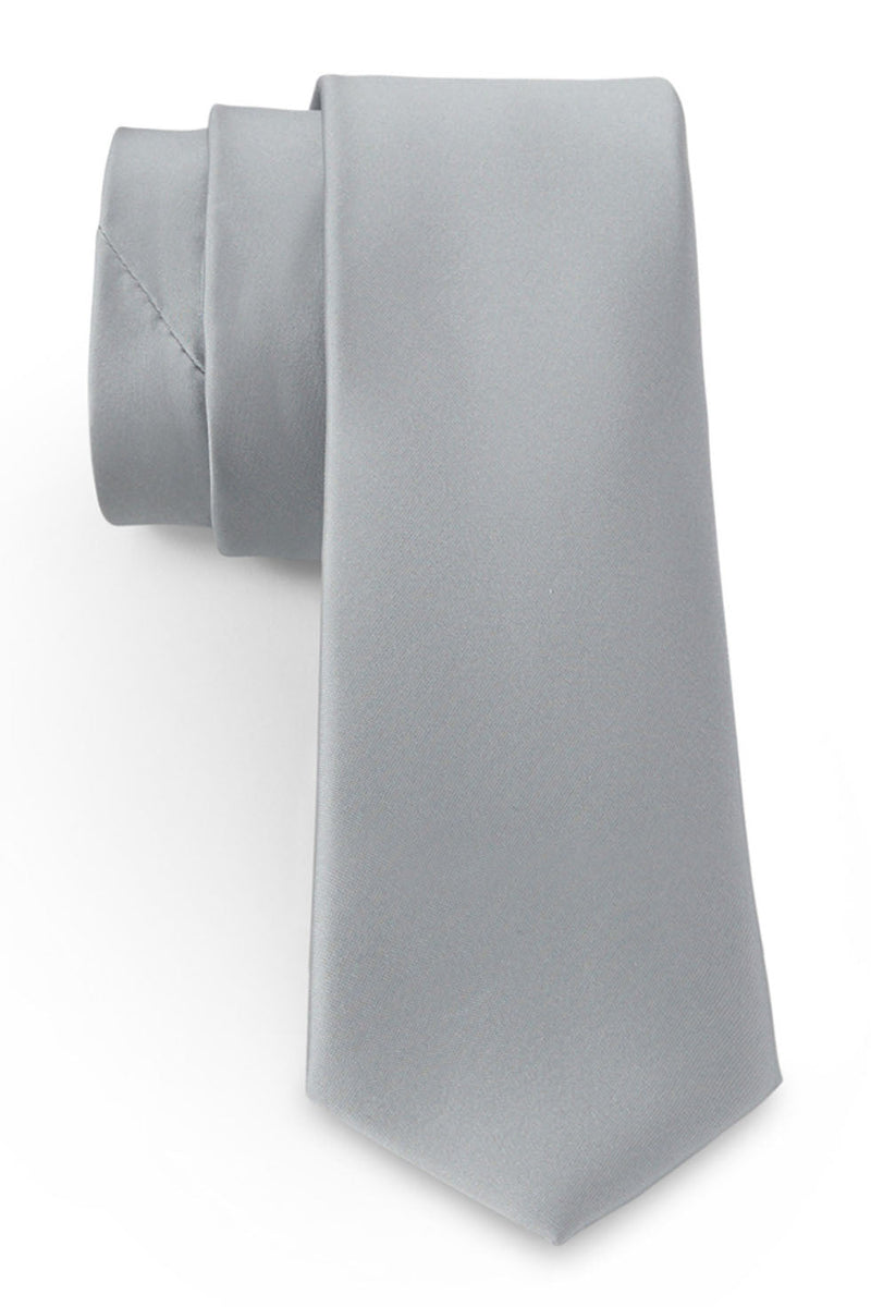 Platinum Solid Satin Silk Necktie – BlackTie.com